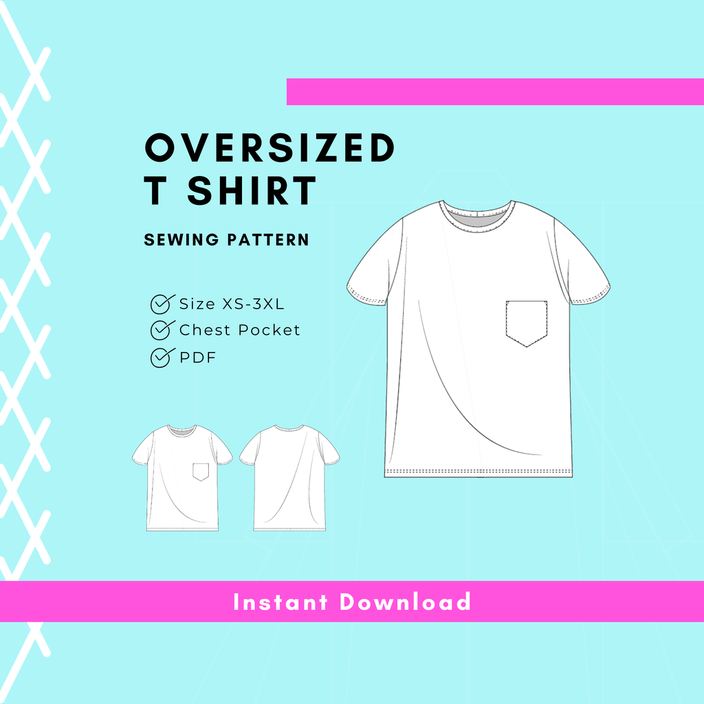 Oversized T Shirt Sewing Pattern PDF | Easy Japanese Style Tee with Po ...